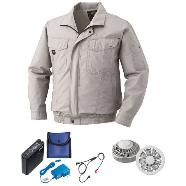 KU91400 空調服 R 綿薄手 タチエリ FAN2200G・RD9261・LISUPER1セット シルバー M 送料無料