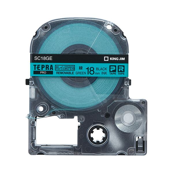 (まとめ) キングジム テプラ PRO テープカートリッジ キレイにはがせるラベル 18mm 緑／黒文字 SC18GE 1個 【×10セット】 送料無料