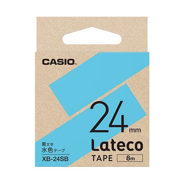 (まとめ) カシオ ラテコ 詰替用テープ 24mm×8m 水色/黒文字 XB-24SB 1個 【×5セット】 簡単テープ交換で便利 水色のテープに黒文字が映える カシオ ラテコ 詰替用テープ 24mm×8m、まとめて5個セット 送料無料