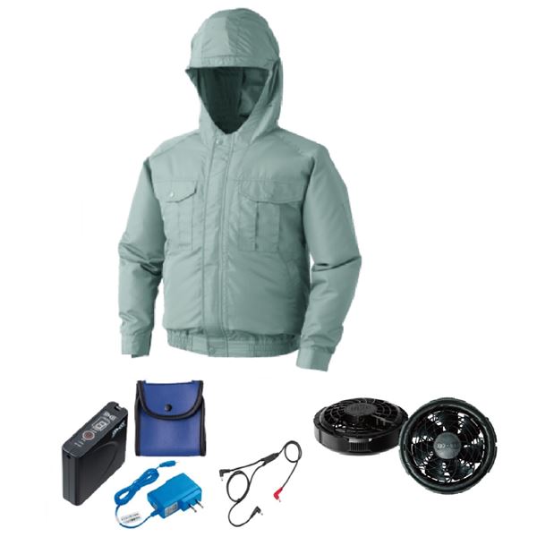 KU90810 空調服 R ポリエステル製フード付き FAN2300B・RD9261・LISUPER1セット モスグリーン 4L 緑 送料無料