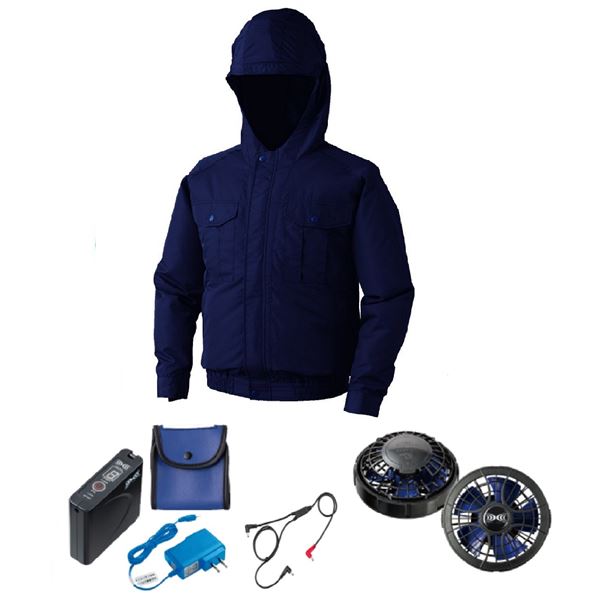 KU90810 空調服 R ポリエステル製フード付き FAN2400SPBB・RD9261・LISUPER1セット ダークブルー M 青