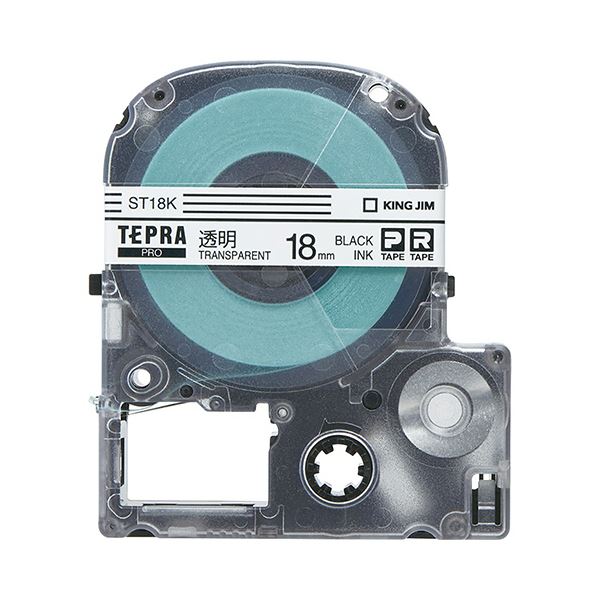(まとめ) キングジム テプラ PRO テープカートリッジ 18mm 透明／黒文字 ST18K 1個 【×10セット】 送料無料