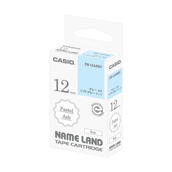 (まとめ) カシオ NAME LANDパステルアッシュテープ 12mm ソフトブルー/グレー文字 XR-12ASBU 1個 【×10セット】 青 送料無料