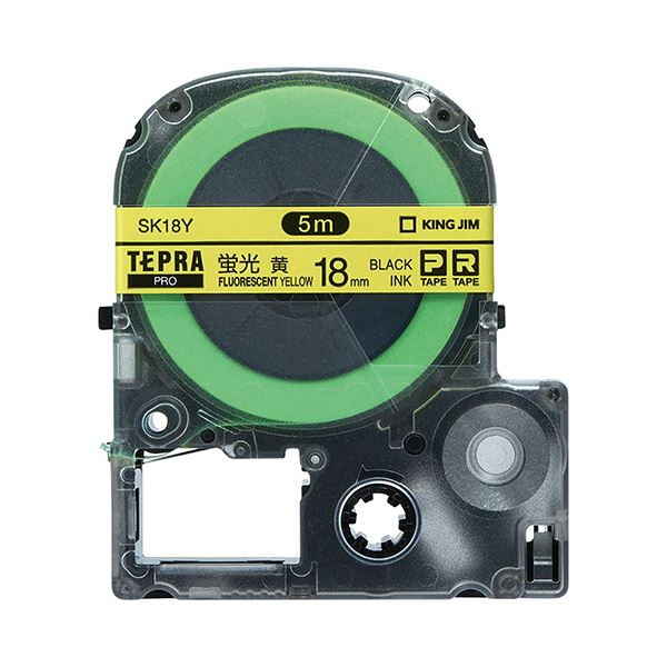 (まとめ) キングジム テプラ PRO テープカートリッジ 18mm 蛍光イエロー／黒文字 SK18Y 1個 【×10セット】 黄 送料無料