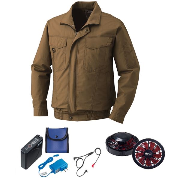 KU91400 空調服 R 綿薄手 タチエリ FAN2200BR・RD9261・LISUPER1セット キャメル M 送料無料