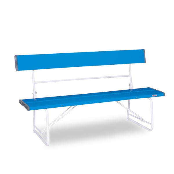ベンチ 背付 1500 青 ブルー W1505×D516×H740mm 座面両端安全 安心 カバー付 テラモト 青