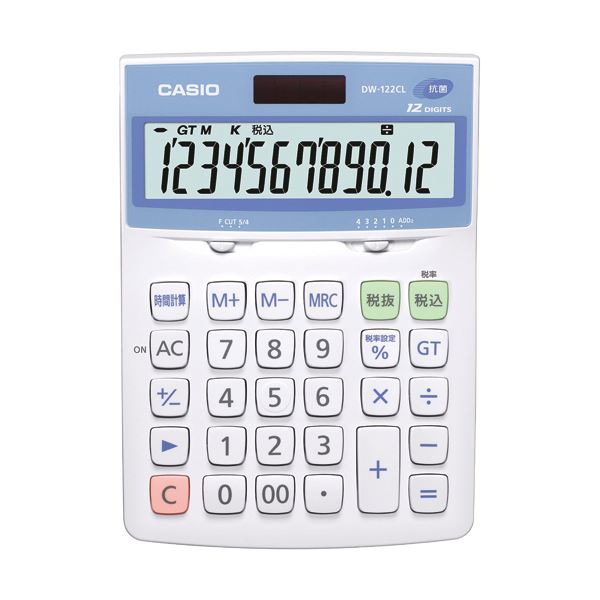 (まとめ) カシオ 抗菌 清潔 電卓 デスク (テーブル 机) タイプ 12桁DW-122CL-N 1台 【×10セット】 清潔さを追求した抗菌加工で、衛生的に使える デスクタイプ12桁電卓、カシオの新感覚 送料無料