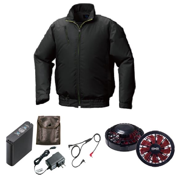 KU92010 空調服 R ポリエステル製 カジュアル FAN2200BR・RD9261・LIPRO2セット ブラック 4L 黒 送料無料