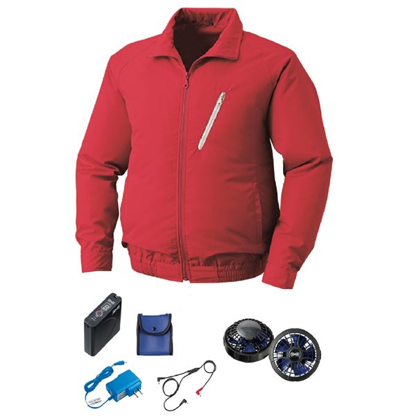 KU90510 空調服 R ポリエステル製 FAN2400SPBB・RD9261・LISUPER1セット レッド 5L 赤 送料無料