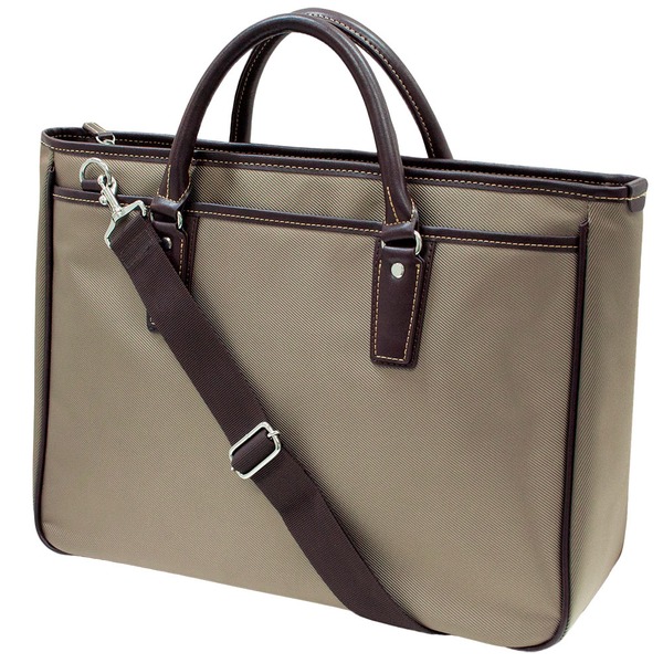 ビジネスバック カバン ベージュ×チョコ 肩掛け 手持ち 2WAY 4面ウレタン入り PC パソコン 対応 ビジネスバッグ ショルダーバッグ 通勤