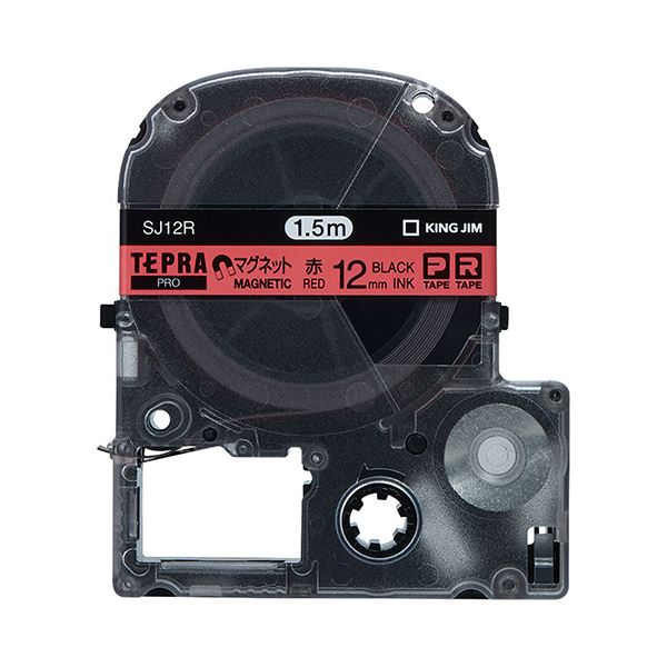 (まとめ) キングジム テプラ PRO テープカートリッジ マグネットテープ 12mm 赤／黒文字 SJ12R 1個 【×10セット】 マグネットテープでラベルを簡単に作成 テプラ PRO 12mm 赤／黒文字カートリッジ×10セット 送料無料