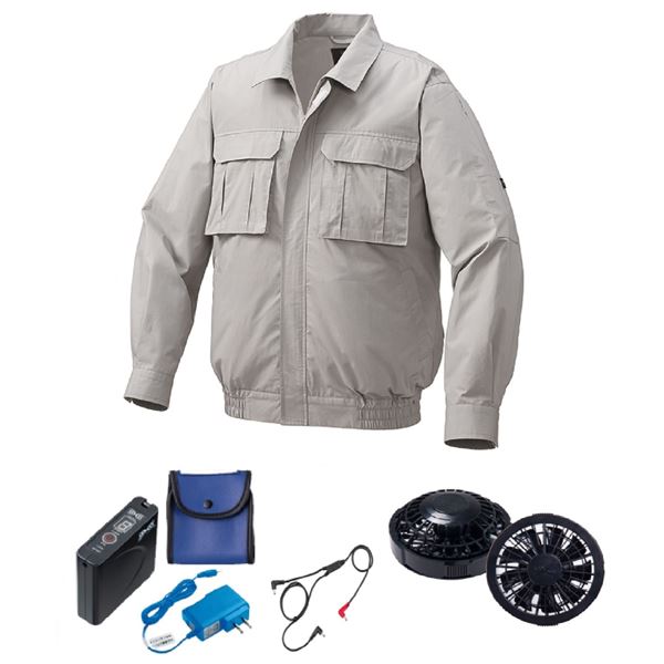 KU91900 空調服 R 綿薄手 脇下マチ付き FAN2200B・RD9261・LISUPER1セット シルバー 5L 送料無料