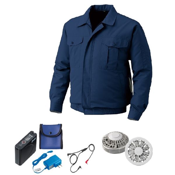 KU90720 空調服 R ポリエステル製 屋外作業用 FAN2200G・RD9261・LISUPER1セット ダークブルー M 青
