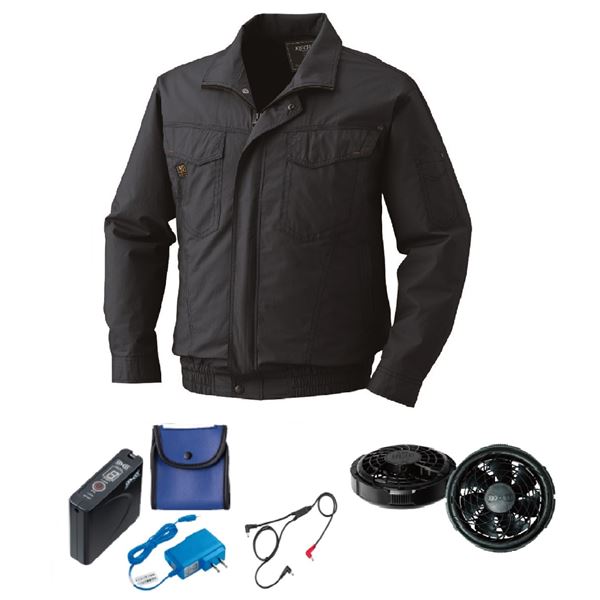 KU91400 空調服 R 綿薄手 タチエリ FAN2300B・RD9261・LISUPER1セット チャコール M 送料無料