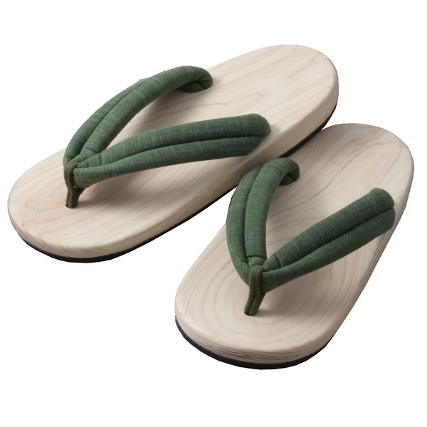 足への衝撃を和らげる 国産 日本製 （日田）NEW檜サンダル（メンズ/グリーン） 緑