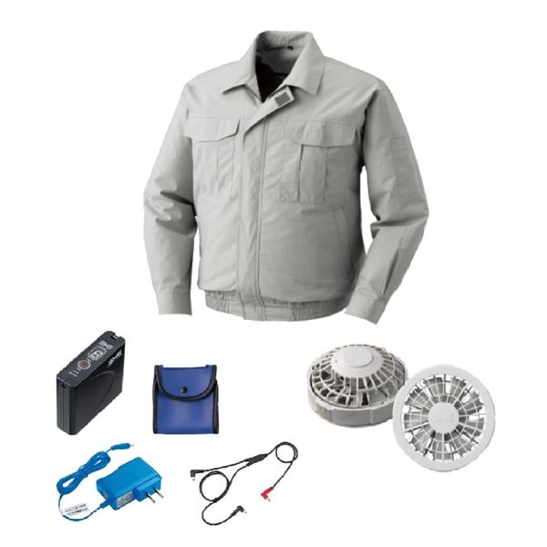 KU90550 空調服 R 綿薄手 FAN2200G・RD9261・LISUPER1セット シルバー 3L 快適な夏を演出する 涼感抜群の薄手綿空調服セット 最新ファン搭載で暑さ知らず シルバーの魅力でスタイリッシュに サイズ3Lでゆったり快適 送料無料