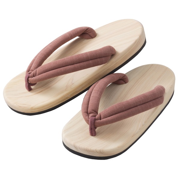 足への衝撃を和らげる 国産 日本製 （日田）NEW檜サンダル（レディース/エンジ）