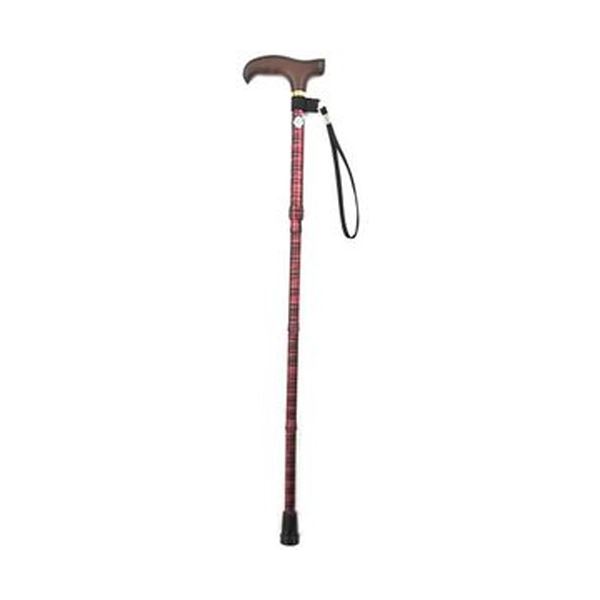 （まとめ）フジホーム ステッキ ベーシック折り畳みS チェックレッド WB3798 1本【×5セット】 赤