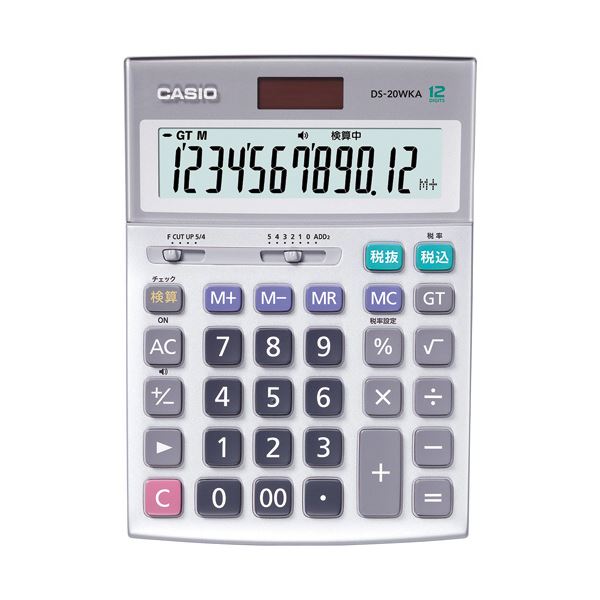 カシオ 本格実務電卓 12桁デスク (テーブル 机) タイプ DS-20WKA-N 1台 音と表示で一致・不一致を瞬時に示す 仕事に最適な12桁デスクタイプの実務電卓、あなたの頼もしいパートナー DS-20WKA-N 送料無料