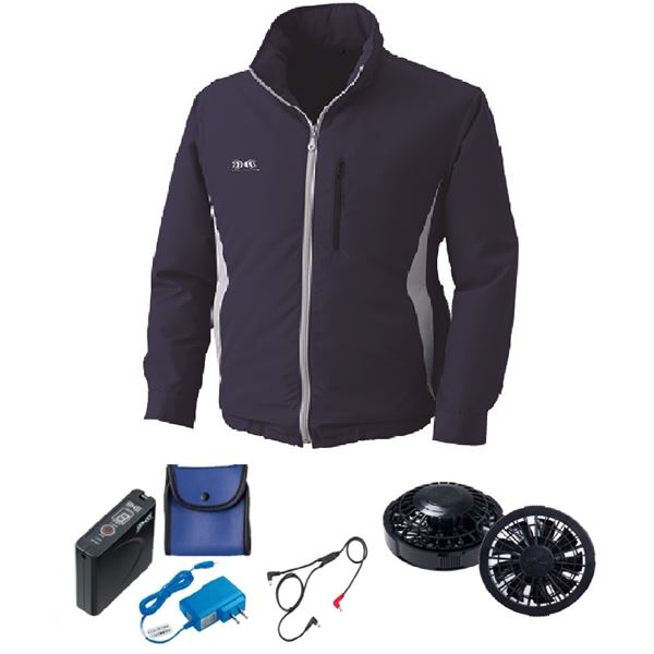 KU90520 空調服 R ポリエステル製フード付き FAN2200B・RD9261・LISUPER1セット ネイビー M 送料無料