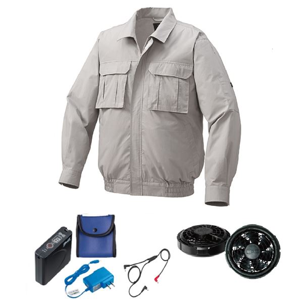 KU91900 空調服 R 綿薄手 脇下マチ付き FAN2300B・RD9261・LISUPER1セット シルバー L 送料無料