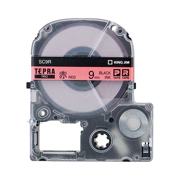 (まとめ) キングジム テプラ PRO テープカートリッジ パステル 9mm 赤／黒文字 SC9R 1個 【×10セット】