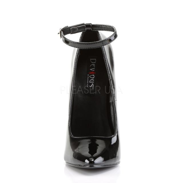 DEVIOUS つま先立ちパンプス メタルヒール エナメル黒 DAGGER-12