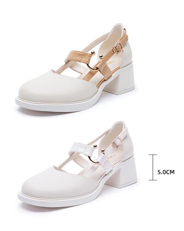 パンプス ヒール5cm 太いヒール チャンキーヒール ロリータ ラウンド