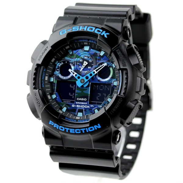 \3日は全品5倍でポイント最大16倍／ G-SHOCK クオーツ メンズ 腕時計 GA-100CB-1ADR カシオ Gショック ブルー× ...