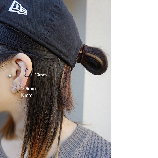 【即日出荷】純チタン 16G 18G ピアス ボディピアス リングピアス 三角形 ワンタッチピアス カラー クリッカー セグメントリング ...