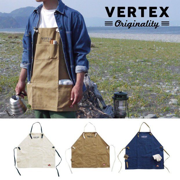 エプロン ワーク メンズ レディース DIY おしゃれな VERTEX ヴァーテックス アウトドア ガーデニング ショート丈 デニム 父の日の ...