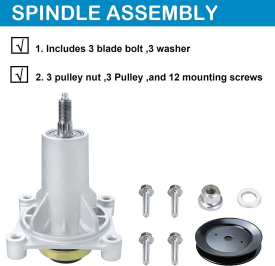 Dibanyou Deck Rebuild Kit Spindle Assembly with Pulley Belt for Husqvarna Craftsman 3 Spindles ...