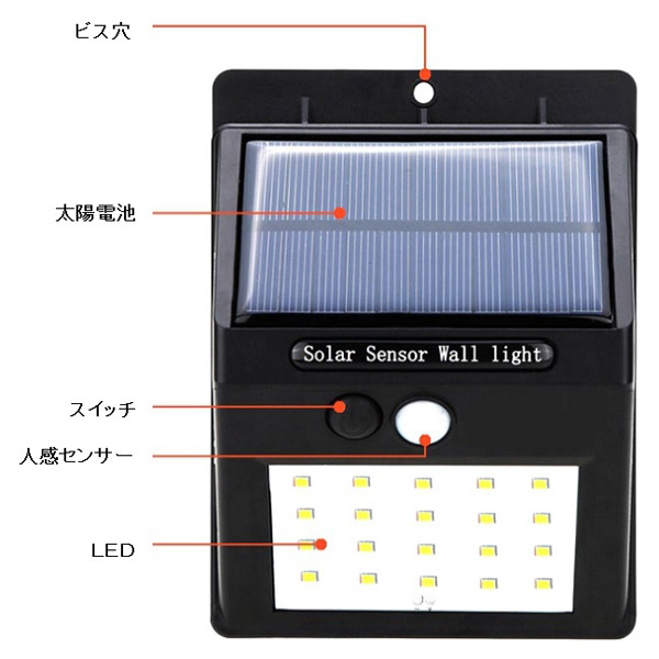 Broadwatch(ブロードウォッチ):ソーラーLED3段切替センサーライト LED-SOL-200【メーカー直送品】 LED 取付簡単 ソーラー センサーライトの通販はau PAY ...