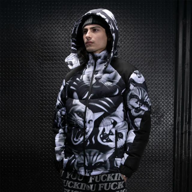 RIPNDIP Neon Cat Puffer Jacket BLACK ジャケット トップス アウターリップン ディップ 猫 ネコ ネオン ...
