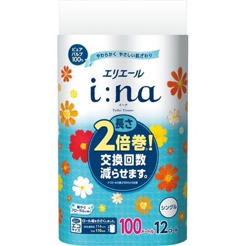 大王製紙 エリエール イーナトイレット シングル 100m×12R入 × 6個 トイレットティシュー パルプ 長持ち 2倍巻き 長巻 長尺 ...