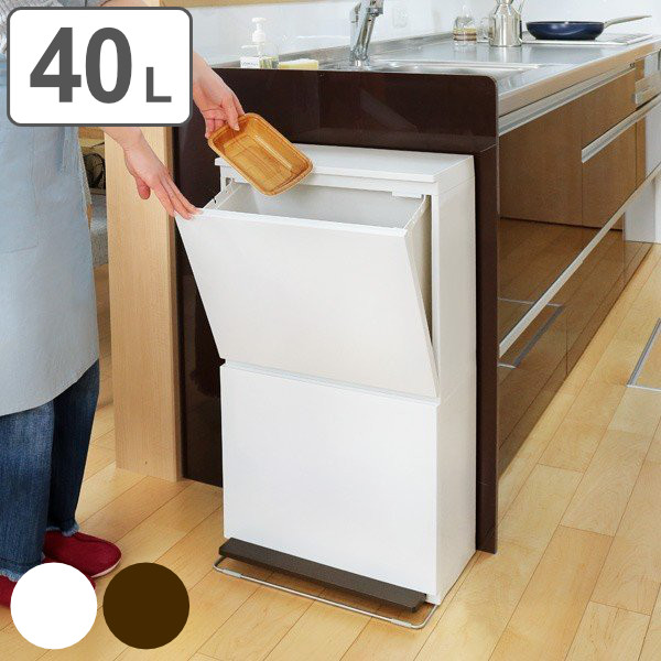 ゴミ箱 40L 2段 薄型 ワイド ベーシックカラー （ 40l 40リットル キッチン 分別 ごみ箱 ふた付き スリム ペダル 袋が見えない ダストボの通販はau PAY マーケット - お ...