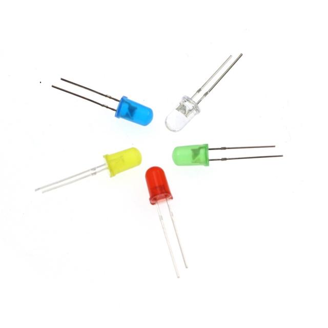 500個 5mm LEDライト ホワイト イエロー レッド グリーン ブルー アソートキット DIY LEDセット 3V 20mAの通販はau ...