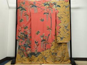 平和屋着物○紅型 訪問着 花鳥文 大丸扱い 正絹 逸品 AAAZ2418ph 平和屋