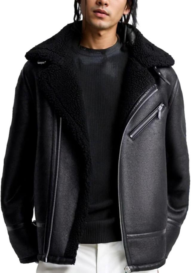 メンズ ムートンＢ-3ジャケット フライトジャケット ムートンジャケット ヴィンテージ レザージャケット フェイクスエード 裏ボア フェイクムートン 防寒 防風保温 アウター バイクジャケット 革ジャ