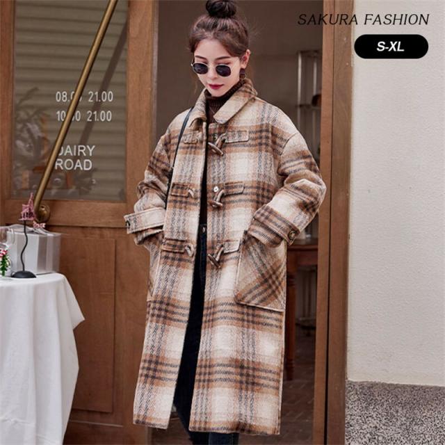 コート ダウンコート レディース アウター ジャケット ロングコート ロング 膝下 ひざ下 長袖 長そで 襟 チェック 上着 羽織 羽織り 大きいサイズ ゆったり 秋 シャギーチェック