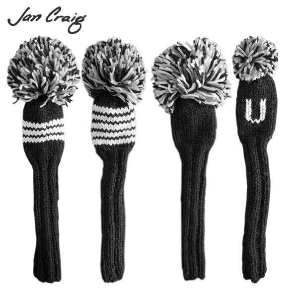 【送料無料】ジャンクレイグ ゴルフ ハンドメイド フェアウェイウッド用 ユーティリティー用 ヘッドカバー ブラック/ホワイト/シルバー