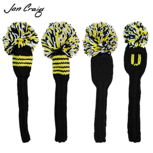 【送料無料】ジャンクレイグ ゴルフ ハンドメイド フェアウェイウッド用 ユーティリティー用 ヘッドカバー ブラック/イエロー/ホワイト