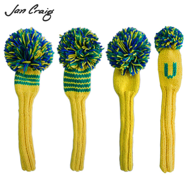 【送料無料】ジャンクレイグ ゴルフ ハンドメイド フェアウェイウッド用 ユーティリティー用 ヘッドカバー Yellow/Kelly/Indigo