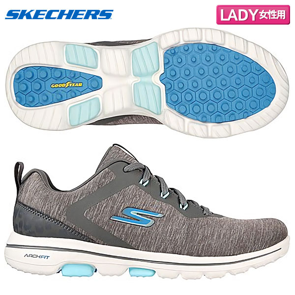 【レディース/送料無料】スケッチャーズ GO GOLF WALK 5 123034 スパイクレス ゴルフシューズ グレー×ブルー