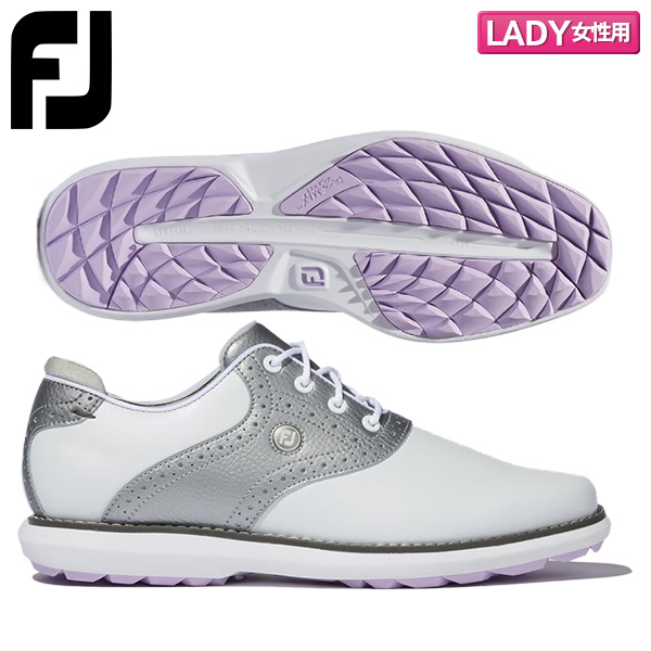 【レディース/送料無料】フットジョイ トラディションズ 97897 スパイクレス ゴルフシューズ ホワイト×シルバー