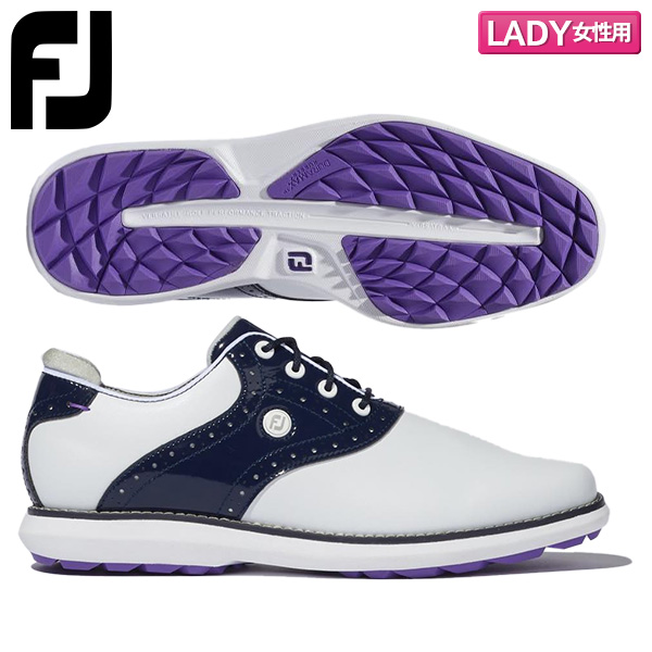 【レディース/送料無料】フットジョイ トラディションズ 97899 スパイクレス ゴルフシューズ ホワイト×ネイビー