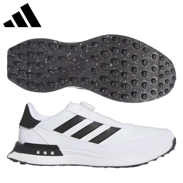 【送料無料】アディダス S2G SL ボア 24 MDK92 スパイクレス ワイド ゴルフシューズ フットウェアホワイト×コアブラック×フットウェアホワイト(IF0286）