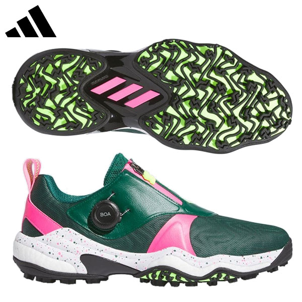 アディダス コードカオス 25 ボア NKZ93 スパイクレス ゴルフシューズ カレッジグリーン×ルシッドレモン×ルシッドピンク(IG8706)