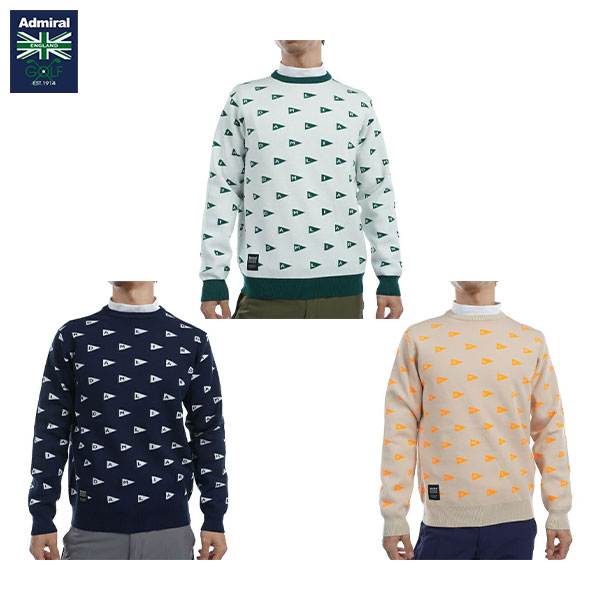 【送料無料】アドミラル ゴルフ ADMA453 フラッグジャカード クルー セーター【即納】