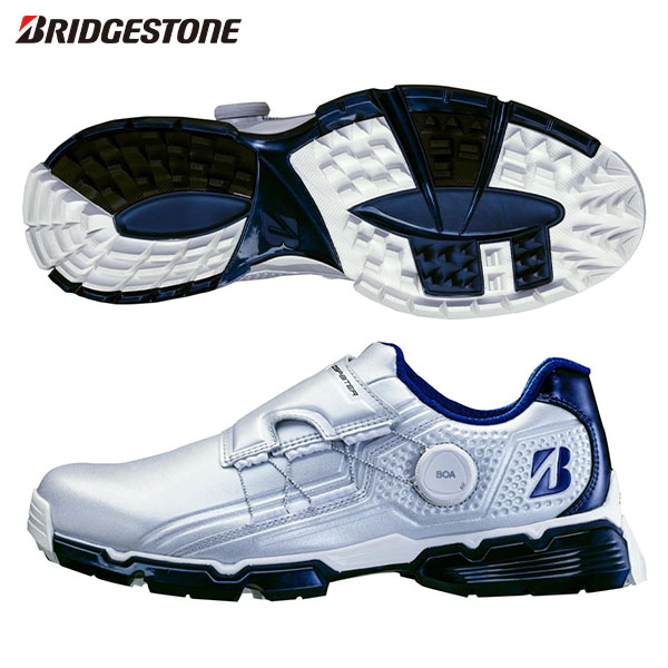 ブリヂストン ゼロスパイク バイター ツアー SH2401 スパイクレス ゴルフシューズ シルバー×ブルー(SB)
